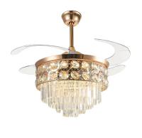 China Transparent Crystal Folding Blades Ceiling Fan 3 ABS Blades DC Motor for sale