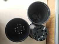 China Black Plastic Flower Pots , Horticultural 12cm Outdoor Plant Pots for sale