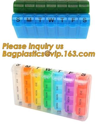 China Large Weekly Medication Capsule Pill Box,Fashionable portable pocket size pill box with cover easy open pill box organiz for sale