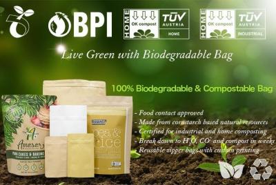 China Bagease Bagplastics Eco friendly flower seeds package brown white Kraft paper food pouch compostable PLA snack bags for sale