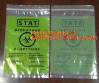 China printing plastic biohazard PE Zipper Specimen Bags, Zip Top Biohazard Bags, Bio Harzard Specimen Bags/Medical Waste Bioh for sale