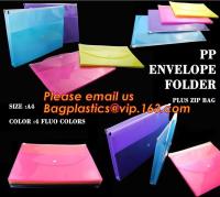 China pp envelope pocket folder custom cute printed a4 plastic document carrying file folder bag for sale