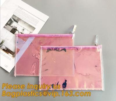China Holographic Factory Manufacture Custom Logo Transparent PVC Cosmetic Bag Women Travel Clear Wash Organizer Pouch bagease for sale