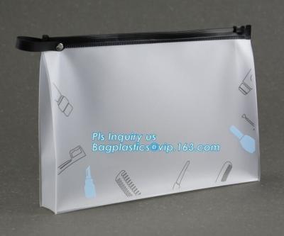 China Transparent PVC zipper slider travel cosmetic bag, commodity package bag, Cosmetic Packing Soft Customized PVC Slider Ba for sale