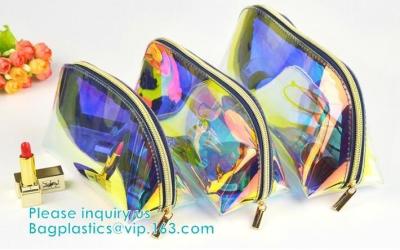 China Holographic Color Bag Neon Bag Clear Pvc Cosmetic Make Up Bag in Rainbow,holographic ziplock bagholographic laser handy for sale