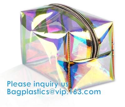 China Custom Shell Shaped White Nylon Mesh Cosmetic Bag Pouch For Make Up,Hologram Vinyl Material Pvc Ziplock Holographic Bag for sale