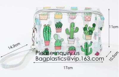 China Cute Unicorn PVC Transparent Travel Accessory Cosmetic Bag Waterproof Makeup Pouch Cactus Flamingo Wash Kits Organizer for sale