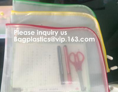 China Transparent clear mesh pvc zipper ziplock document file bag B5 plastic PVC file document students office storage bag for sale