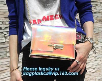 China Beach Clear PVC Shoulder Bag DIY Transparent Clutch Tote Bag, candy jelly bag transparent clear pvc handbag shoulder cro for sale