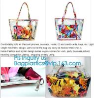 China Pvc Customized Women Clear Bag Waterproof Shoulder Bag With Cosmetic, pvc clear beach bags/ pvc shoulder bag factory for sale