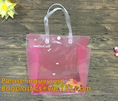 China Factory Custom made Environmental PVC clear packaging toy storage handle bag,plastic tote packaging bag with handles fro for sale