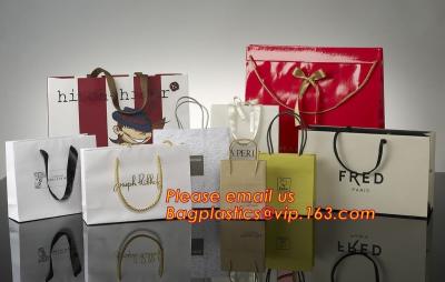 China custom Christmas kraft paper material with stamping logo shopping bag, paper shopping bag, shopping paper bag for sale