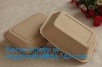 China biodegradable sugarcane food container 6inch 450ml to-go burger box,Eco-friendly Biodegradable Corn Starch Food Containe for sale