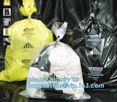 China PE asbestos yard waste bags, Durable Black Large 6 Mil Jumbo Disposal Asbestos Waste Plastic Bags, bagplastics, bagease for sale