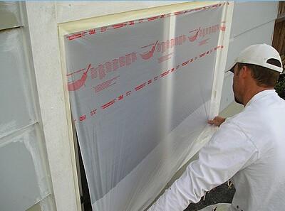 China PE Film Large Area Protection From Painting Drips Auto Plastic Masking Film Pretaped Masking Film for sale