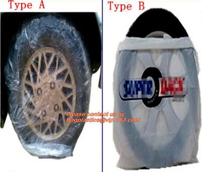 China Heavy duty wheel bag masker tire storage bag, Disposable PE plastic tyre bag on roll, Tire storage bag disposable tyre c for sale