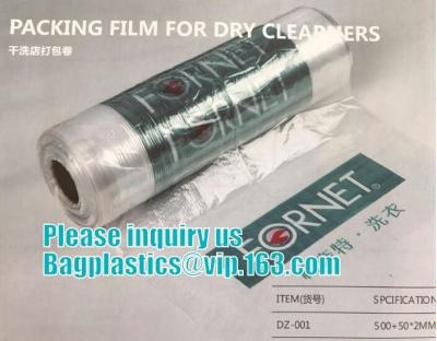 China Clear Polythene 21x4x54'',0.8mil Dry Cleaning Bags and Perforated Plastic Bags on Roll with Custom Printing for Laundry for sale