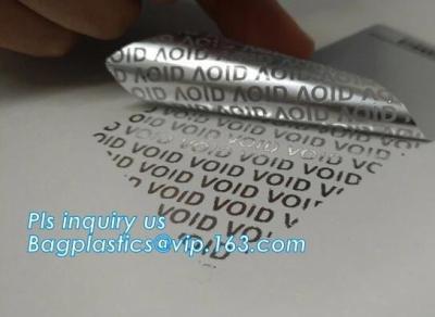 China open void security label/ material, warranty sticker void if tampered,Serial Number Barcode Security Warranty VOID Stick for sale