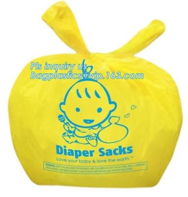 China Nappy Sacks, Biodegradable Compostable Scented High Quality HDPE Plastic Baby Nappy Sacks Baby Diaper Bags with Tie Hand for sale
