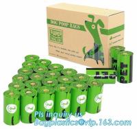 China Biodegradable Green Dog Poop Bag Bulk  with Free Baggie Bone Dispener, HDPE+D2W/EPI/Cornstarch to make the bags Biodegra for sale