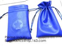 China Promotional Blue PU Leather Drawstring Pouch,ultra soft inner lining Headphone Protection Pouch BagSport Beach Travel Ou for sale