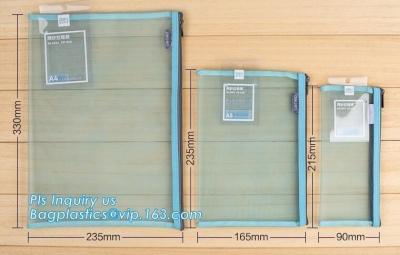 China plastic PVC file bag transparent mesh zipper bag waterproofing document bag, A4 A5 A6 transparent zipper file bag pvc me for sale