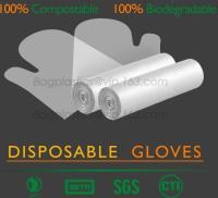 China medical compostable disposable plastic gloves, EN13432 BPI OK compost home ASTM D6400 cheap Factory OEM biodegradable di for sale