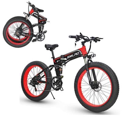 China 1000W 13AH E-Bike Lithium Battery SMLRO S11 26x4.0 inch Fat Tire Folding E-Bike Electric Bike Drop Shipping Available for sale