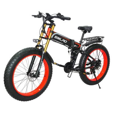 China 1000w Fat Tire Folding Electric Bike Fold Up With 60-70Nm Torque for sale
