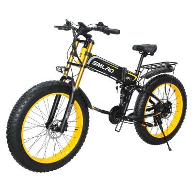 China 14AH Hidden Battery Fat Tire Folding Electric Bike , SMLRO Mountain Snow Ebike for sale