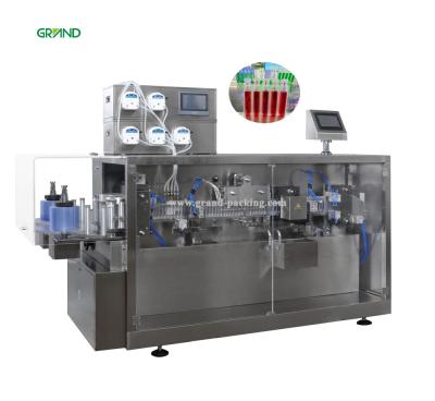China Automatic plastic ampoule bottle liquid filling sealing machine with 5 nozzles for sale