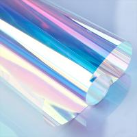 China Removable Advertising PET Rainbow Effect Window Film Laser Chrome Adhesive Film for sale