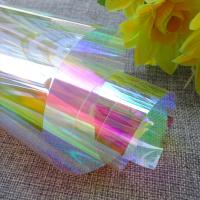 China Removable Advertising PET Rainbow Effect Window Film Laser Chrome Adhesive Film for sale
