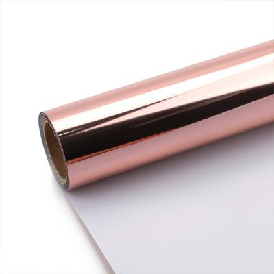 China Waterproof Latex Shiny Rose Gold Vinyl Sticker Advertising Polymeric Vinyl Sticker for sale