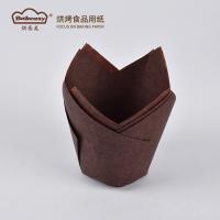 China Unbleached Tulip Cupcake Liners 220C Baking Cups Greaseproof Parchment Paper Muffin Wrappers for sale