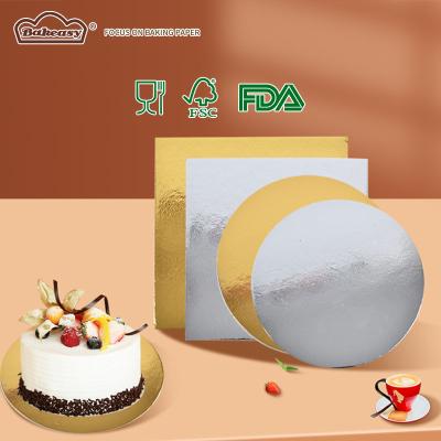 China Disposable Round Square Cake Cardboard Base Boards 3 to 24 Inch Gold Silver for sale