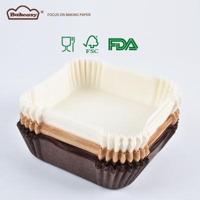 China Food Grade Greaseproof Square Loaf Tin Liner Disposable Muffin Cake Paper Liners 220°C for sale