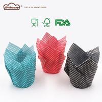China Disposable Tulip Cupcake Paper Holders Greaseproof Baking Cups 220°C Oil Resistant for sale