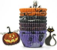 China Food Grade Halloween Cupcake Liners Greaseproof Baking Paper Muffin Cups 220°C for sale