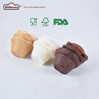 China Lotus Greaseproof Baking Cups 140x140mm Non Stick Muffin Liners Disposable Cupcake Wrappers for Bakery for sale