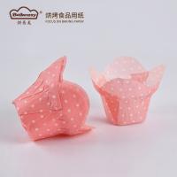 China Bulk Lotus Muffin Paper Liners Polka Dots Non Greasy Oven Safe 220°C Disposable Cake Holders for Baking for sale