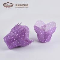 China Bulk Lotus Muffin Paper Liners Polka Dots Non Greasy Oven Safe 220°C Disposable Cake Holders for Baking for sale