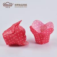 China Bulk Lotus Muffin Paper Liners Polka Dots Non Greasy Oven Safe 220°C Disposable Cake Holders for Baking for sale