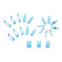 China Long Blue Ice Penetrating Butterfly Shining Diamond Artificial Fingernails Style OEM for sale