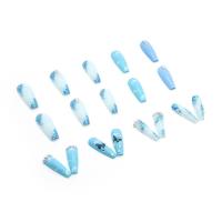 China Long Blue Ice Penetrating Butterfly Shining Diamond Artificial Fingernails Style OEM for sale