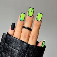 China 2023 Style Full Cover OEM Luxury Square Short 2D Fluorescent Custom False Nails for sale