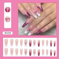 China Ins Style Press on Nails in Solid Color Long Ballet Shape with Cute Butterfly Design for sale