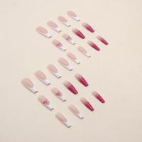 China Ins Style Press on Nails in Solid Color Long Ballet Shape with Cute Butterfly Design for sale
