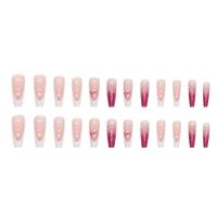 China Ins Style Press on Nails in Solid Color Long Ballet Shape with Cute Butterfly Design for sale
