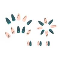 China Lightweight 0.02KG Press on Nails in Sweet Style with Sparkling Silver and Green Leaves for sale